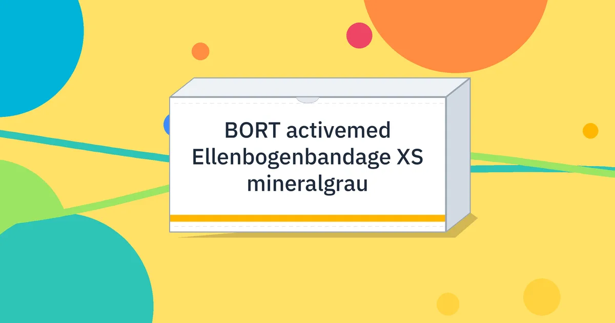 Symbolbild: Packung mit der Aufschrift BORT activemed Ellenbogenbandage XS mineralgrau (PZN 13424061) – Verfügbarkeit und Bezug in Apotheken in Frankfurt am Main