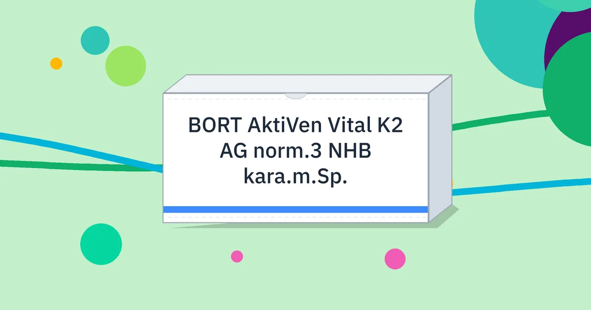Symbolbild: Packung mit der Aufschrift BORT AktiVen Vital K2 AG norm.3 NHB kara.m.Sp. (PZN 12384299) – Verfügbarkeit und Bezug in Apotheken in Frankfurt am Main