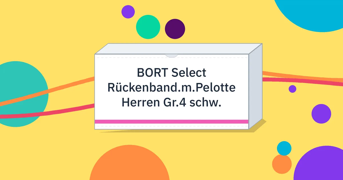 Symbolbild: Packung mit der Aufschrift BORT Select Rückenband.m.Pelotte Herren Gr.4 schw. (PZN 14273931) – Verfügbarkeit und Bezug in Apotheken in Frankfurt am Main
