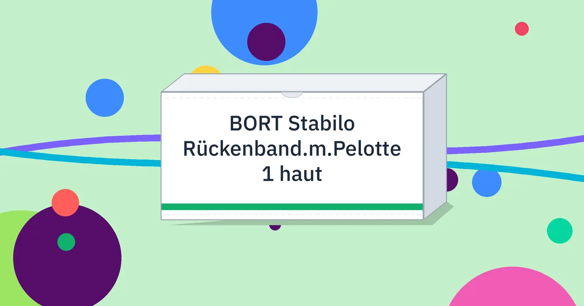 Symbolbild: Packung mit der Aufschrift BORT Stabilo Rückenband.m.Pelotte 1 haut (PZN 05872667) – Verfügbarkeit und Bezug in Apotheken in Frankfurt am Main