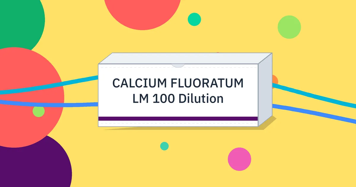 Symbolbild: Packung mit der Aufschrift CALCIUM FLUORATUM LM 100 Dilution (PZN 12804614) – Verfügbarkeit und Bezug in Apotheken in Frankfurt am Main
