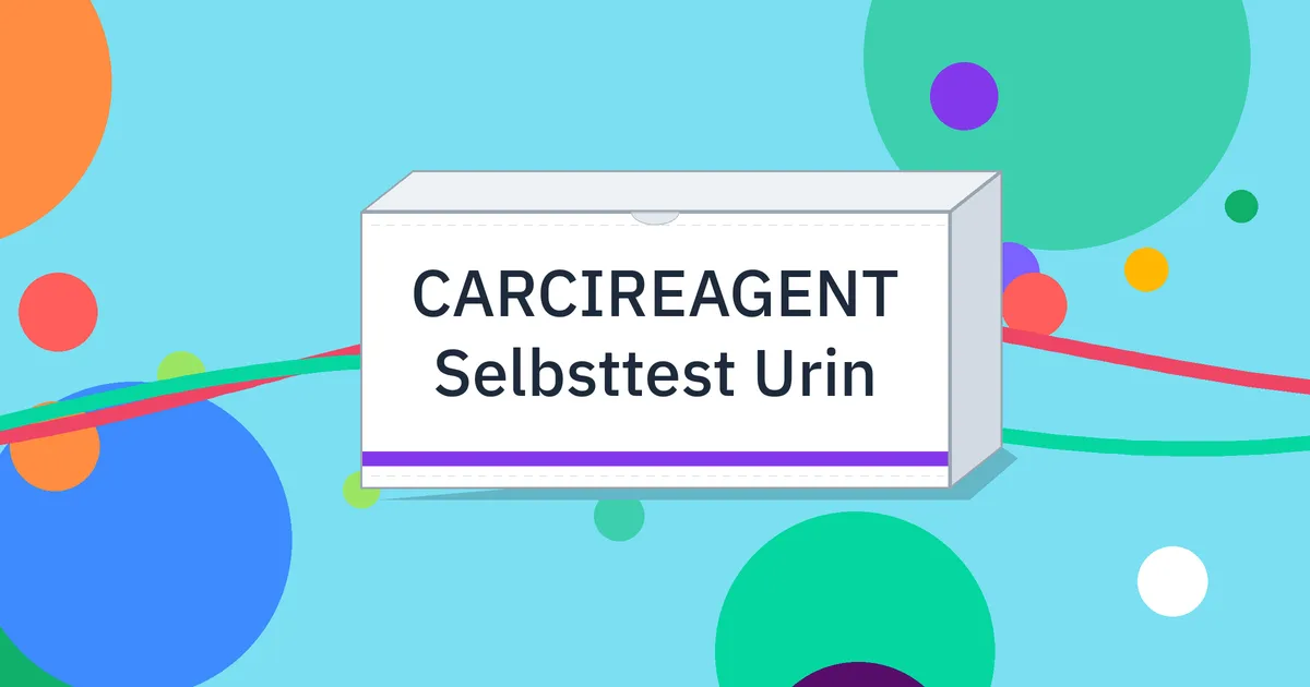 Symbolbild: Packung mit der Aufschrift CARCIREAGENT Selbsttest Urin (PZN 19661106) – Verfügbarkeit und Bezug in Apotheken in Frankfurt am Main