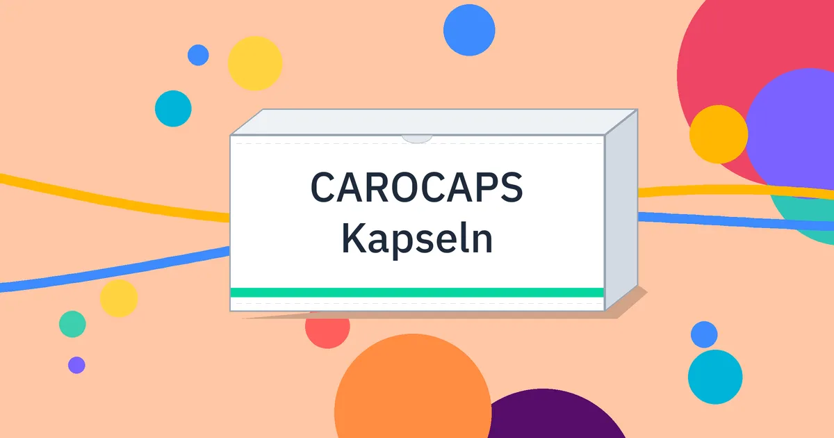 Symbolbild: Packung mit der Aufschrift CAROCAPS Kapseln (PZN 07135306) – Verfügbarkeit und Bezug in Apotheken in Frankfurt am Main