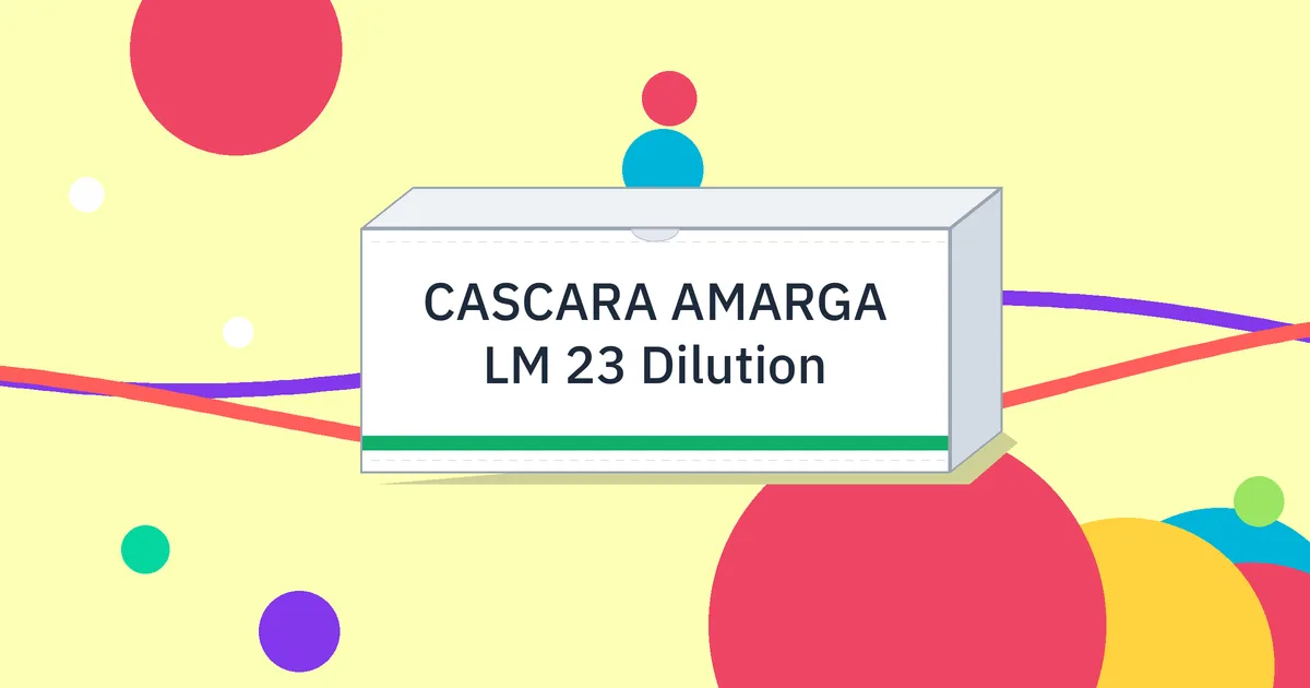 Symbolbild: Packung mit der Aufschrift CASCARA AMARGA LM 23 Dilution (PZN 13432557) – Verfügbarkeit und Bezug in Apotheken in Frankfurt am Main