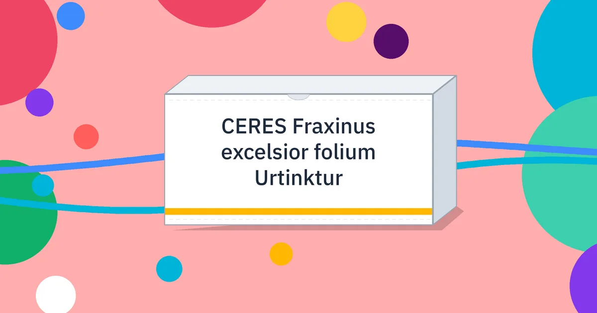 Symbolbild: Packung mit der Aufschrift CERES Fraxinus excelsior folium Urtinktur (PZN 12724915) – Verfügbarkeit und Bezug in Apotheken in Frankfurt am Main