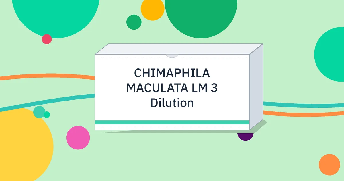 Symbolbild: Packung mit der Aufschrift CHIMAPHILA MACULATA LM 3 Dilution (PZN 13441674) – Verfügbarkeit und Bezug in Apotheken in Frankfurt am Main