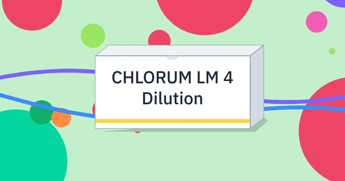 Symbolbild: Packung mit der Aufschrift CHLORUM LM 4 Dilution (PZN 12816327) – Verfügbarkeit und Bezug in Apotheken in Frankfurt am Main