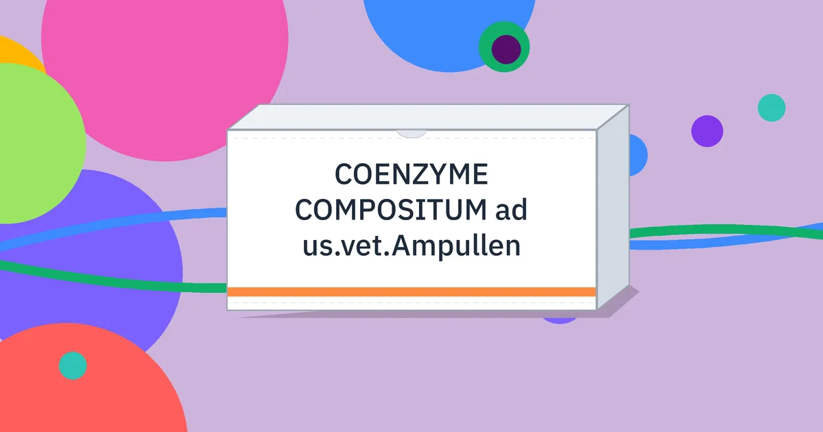 Symbolbild: Packung mit der Aufschrift COENZYME COMPOSITUM ad us.vet.Ampullen (PZN 04871364) – Verfügbarkeit und Bezug in Apotheken in Frankfurt am Main