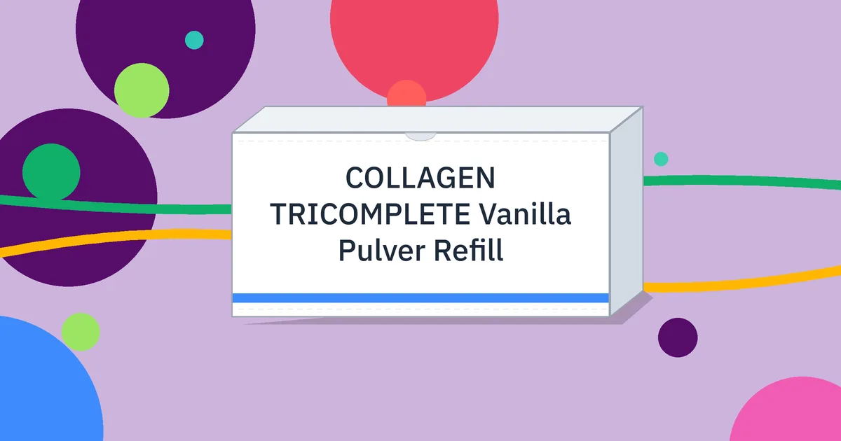 Symbolbild: Packung mit der Aufschrift COLLAGEN TRICOMPLETE Vanilla Pulver Refill (PZN 19428137) – Verfügbarkeit und Bezug in Apotheken in Frankfurt am Main
