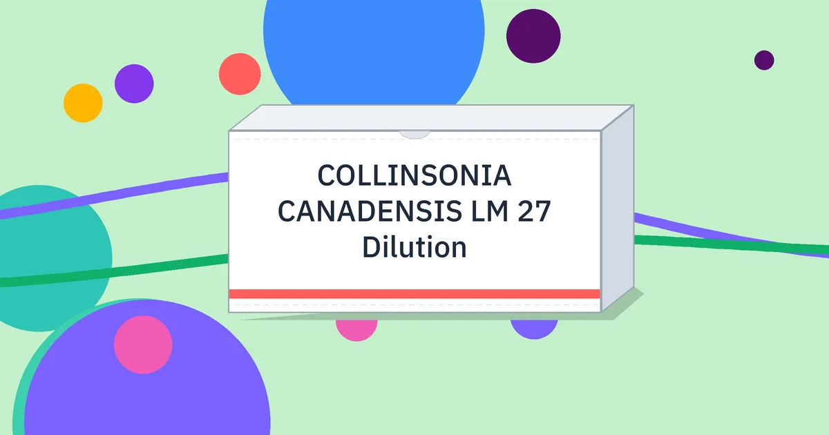 Symbolbild: Packung mit der Aufschrift COLLINSONIA CANADENSIS LM 27 Dilution (PZN 13448009) – Verfügbarkeit und Bezug in Apotheken in Frankfurt am Main