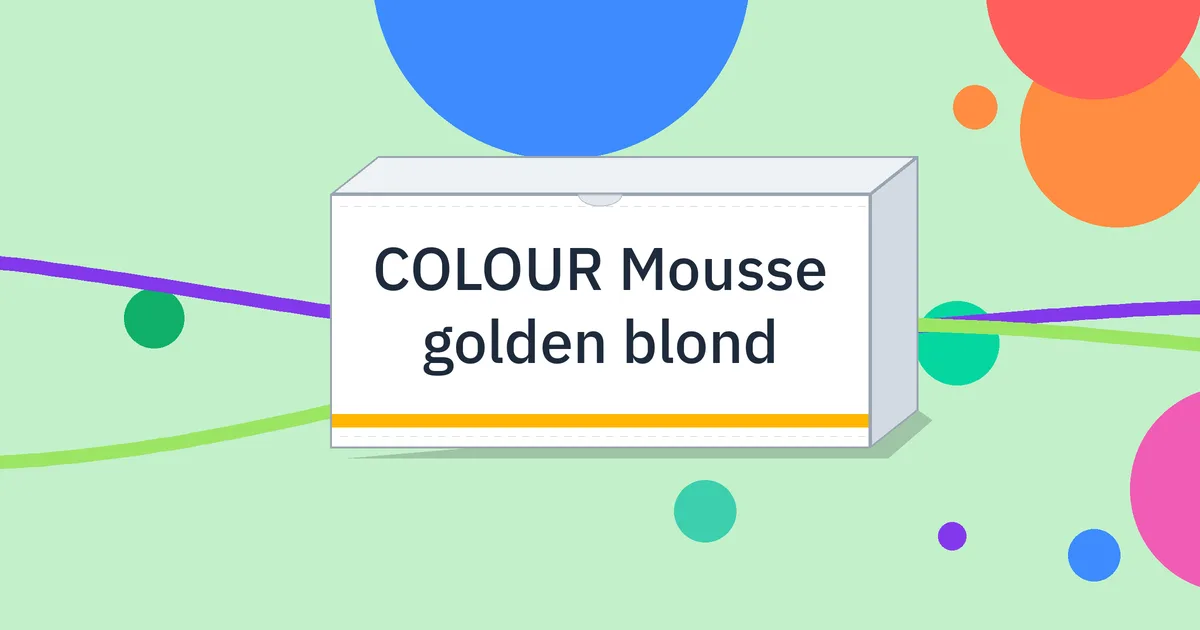 Symbolbild: Packung mit der Aufschrift COLOUR Mousse golden blond (PZN 03918572) – Verfügbarkeit und Bezug in Apotheken in Frankfurt am Main