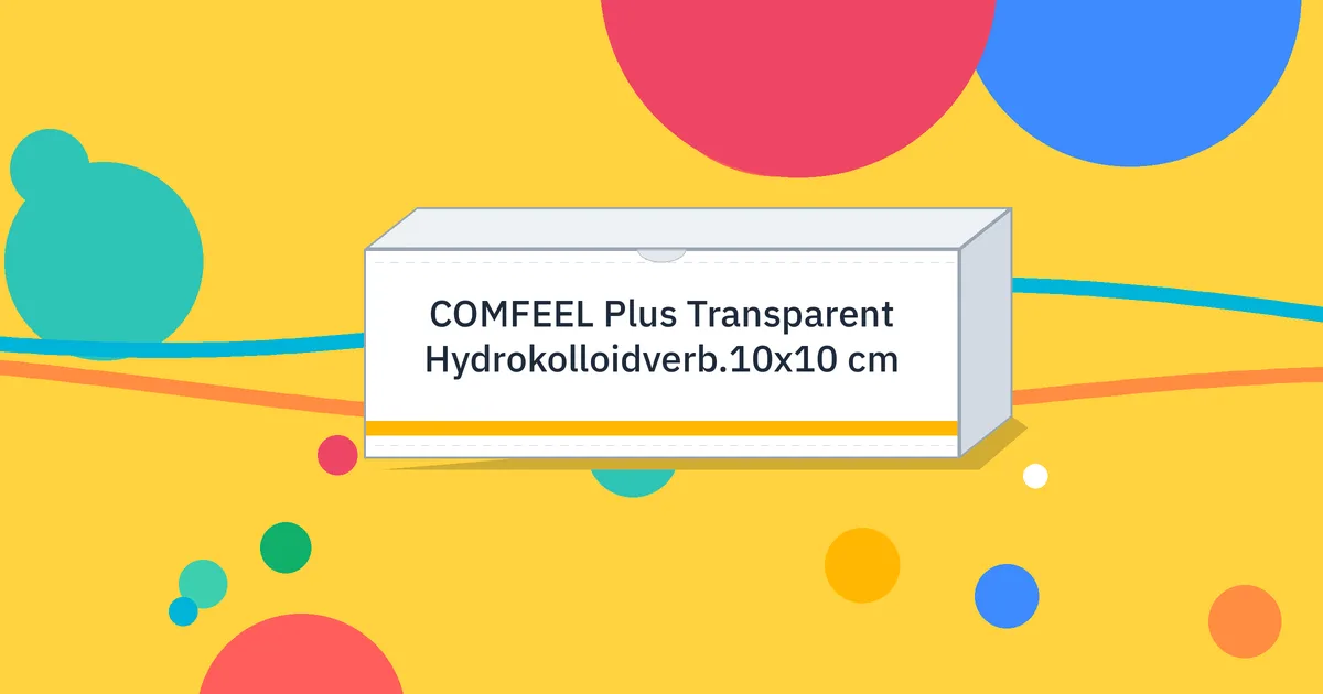 Symbolbild: Packung mit der Aufschrift COMFEEL Plus Transparent Hydrokolloidverb.10x10 cm (PZN 20389431) – Verfügbarkeit und Bezug in Apotheken in Frankfurt am Main