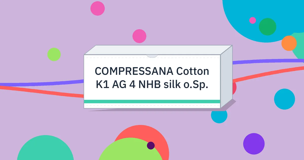 Symbolbild: Packung mit der Aufschrift COMPRESSANA Cotton K1 AG 4 NHB silk o.Sp. (PZN 11393391) – Verfügbarkeit und Bezug in Apotheken in Frankfurt am Main