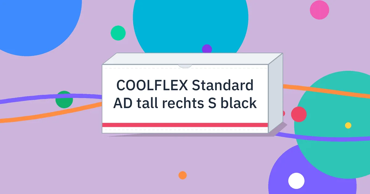 Symbolbild: Packung mit der Aufschrift COOLFLEX Standard AD tall rechts S black (PZN 19535040) – Verfügbarkeit und Bezug in Apotheken in Frankfurt am Main