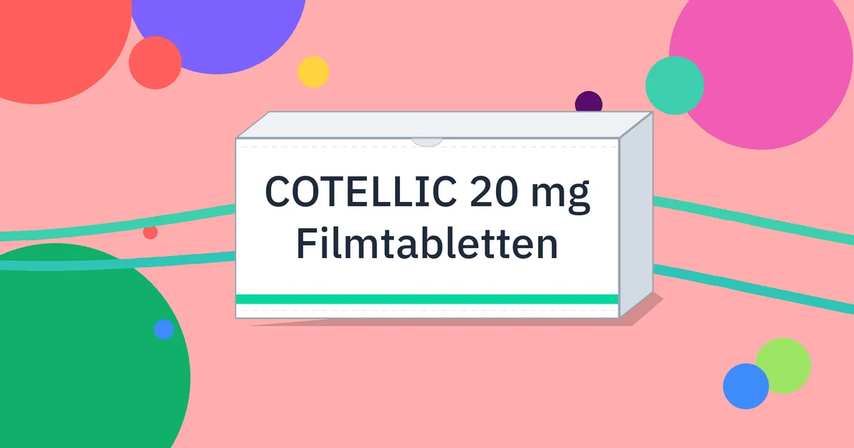 Symbolbild: Packung mit der Aufschrift COTELLIC 20 mg Filmtabletten (PZN 16584658) – Verfügbarkeit und Bezug in Apotheken in Frankfurt am Main