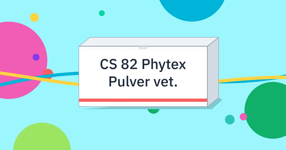 Symbolbild: Packung mit der Aufschrift CS 82 Phytex Pulver vet. (PZN 00162955) – Verfügbarkeit und Bezug in Apotheken in Frankfurt am Main