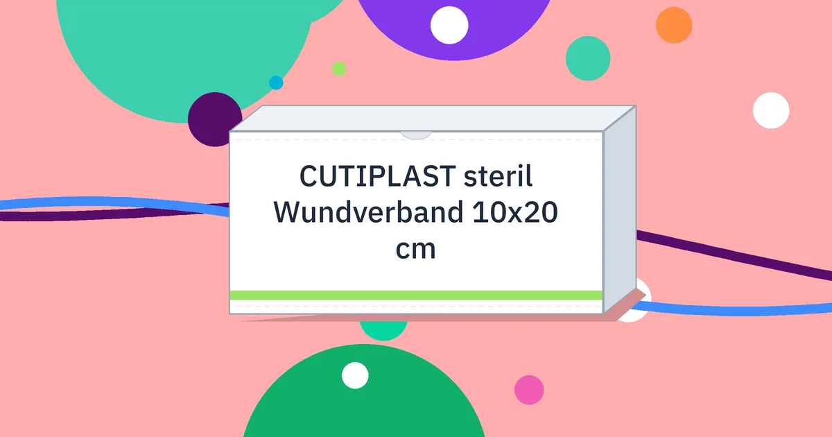 Symbolbild: Packung mit der Aufschrift CUTIPLAST steril Wundverband 10x20 cm (PZN 13581317) – Verfügbarkeit und Bezug in Apotheken in Frankfurt am Main