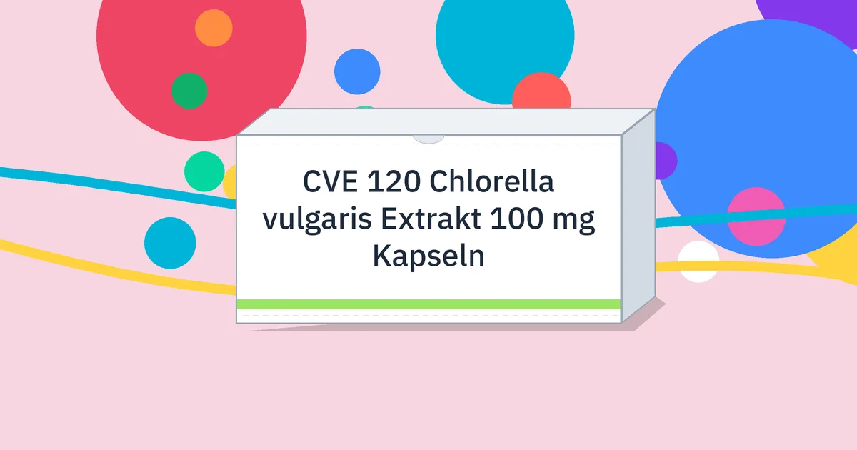 Symbolbild: Packung mit der Aufschrift CVE 120 Chlorella vulgaris Extrakt 100 mg Kapseln (PZN 07031989) – Verfügbarkeit und Bezug in Apotheken in Frankfurt am Main