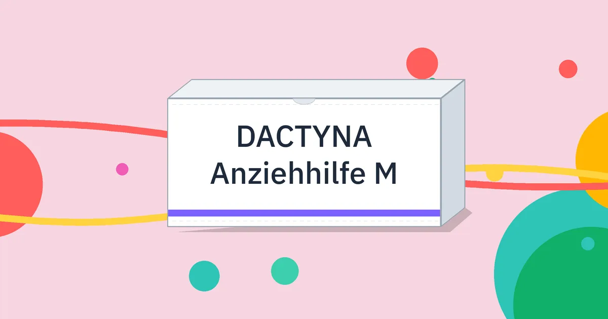 Symbolbild: Packung mit der Aufschrift DACTYNA Anziehhilfe M (PZN 18414104) – Verfügbarkeit und Bezug in Apotheken in Frankfurt am Main