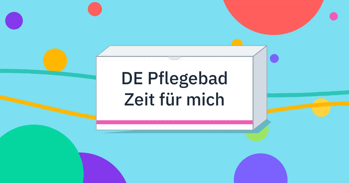 Symbolbild: Packung mit der Aufschrift DE Pflegebad Zeit für mich (PZN 16938524) – Verfügbarkeit und Bezug in Apotheken in Frankfurt am Main