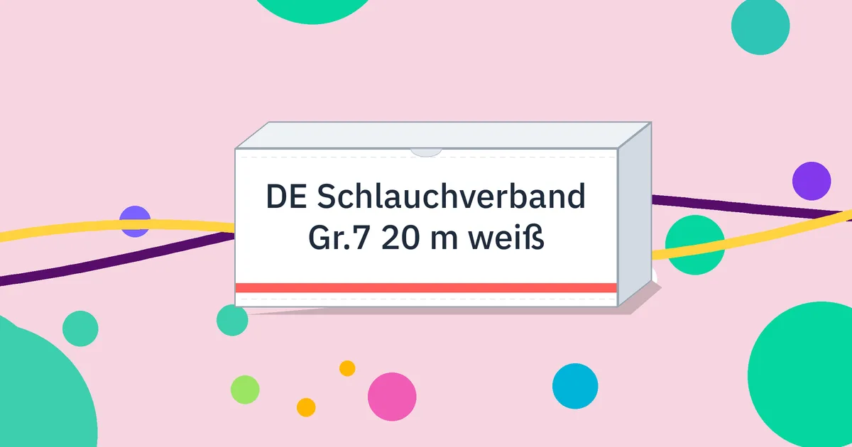 Symbolbild: Packung mit der Aufschrift DE Schlauchverband Gr.7 20 m weiß (PZN 05965618) – Verfügbarkeit und Bezug in Apotheken in Frankfurt am Main