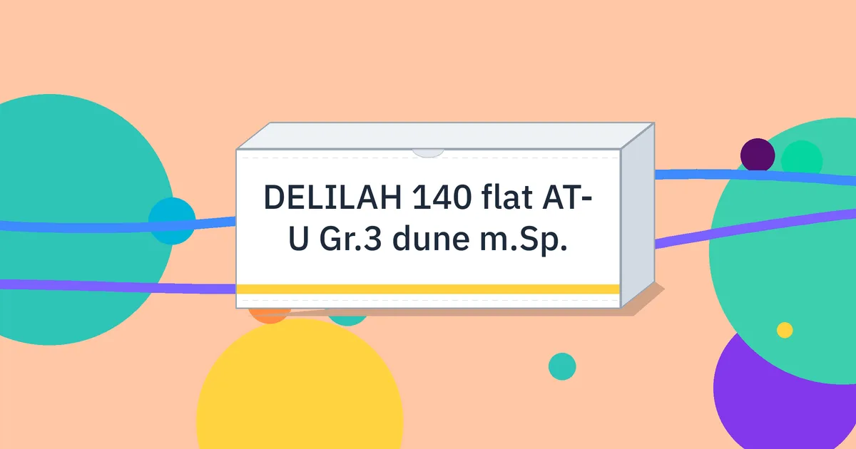 Symbolbild: Packung mit der Aufschrift DELILAH 140 flat AT-U Gr.3 dune m.Sp. (PZN 14248376) – Verfügbarkeit und Bezug in Apotheken in Frankfurt am Main