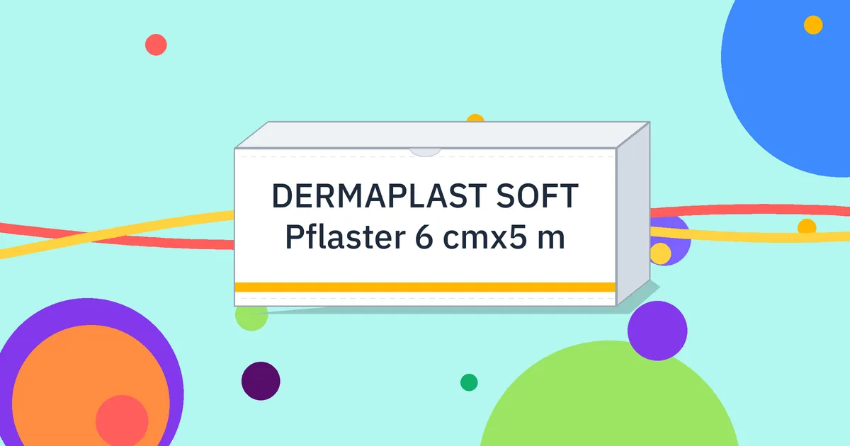 Symbolbild: Packung mit der Aufschrift DERMAPLAST SOFT Pflaster 6 cmx5 m (PZN 16600067) – Verfügbarkeit und Bezug in Apotheken in Frankfurt am Main