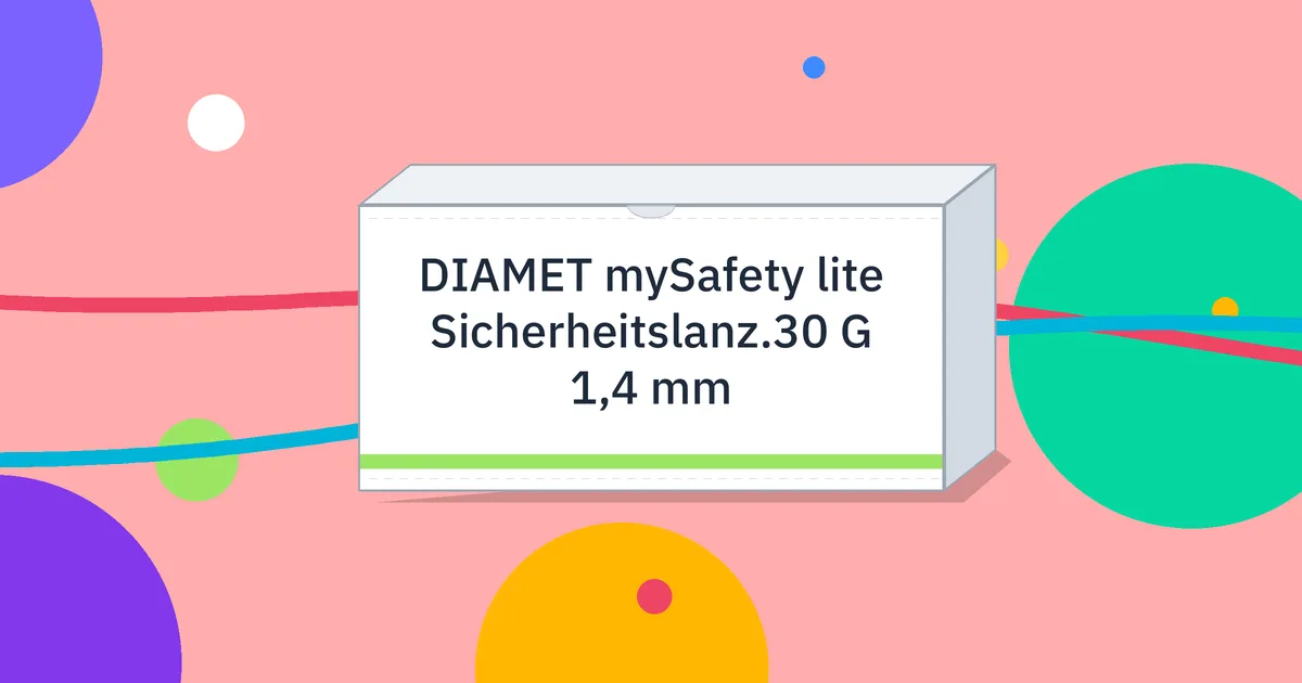 Symbolbild: Packung mit der Aufschrift DIAMET mySafety lite Sicherheitslanz.30 G 1,4 mm (PZN 20740727) – Verfügbarkeit und Bezug in Apotheken in Frankfurt am Main