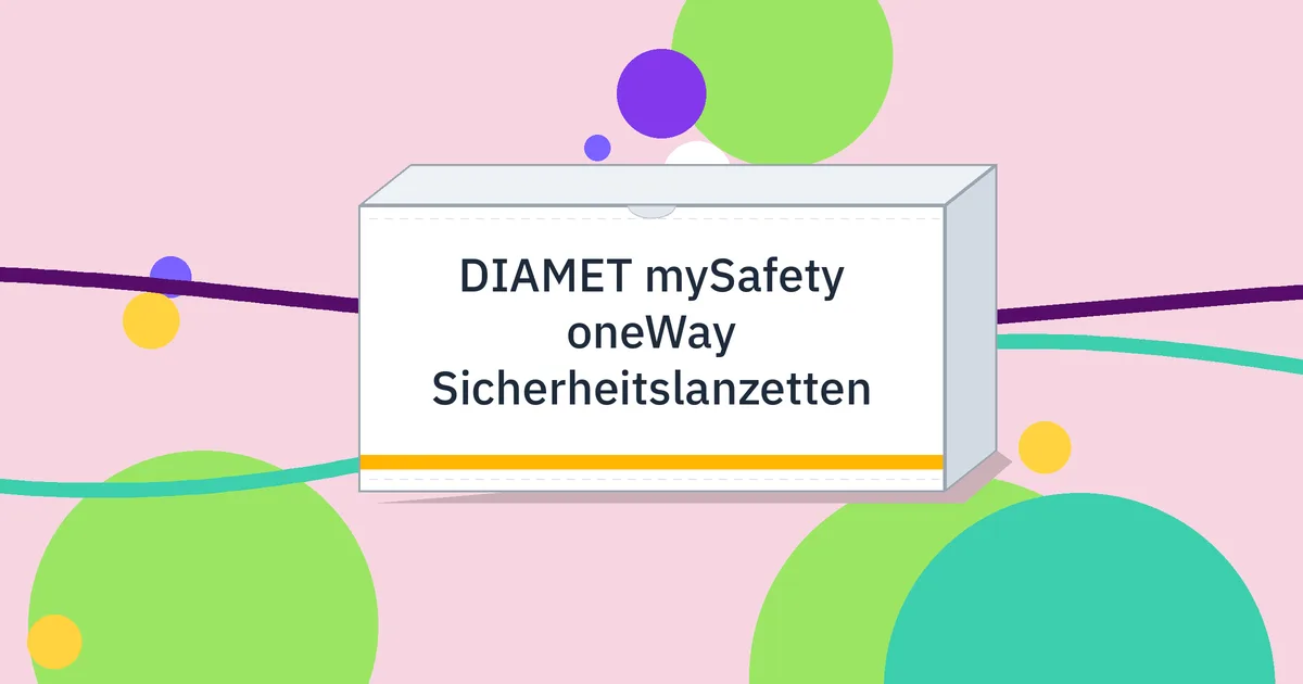 Symbolbild: Packung mit der Aufschrift DIAMET mySafety oneWay Sicherheitslanzetten (PZN 16787485) – Verfügbarkeit und Bezug in Apotheken in Frankfurt am Main
