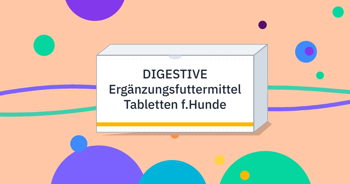 Symbolbild: Packung mit der Aufschrift DIGESTIVE Ergänzungsfuttermittel Tabletten f.Hunde (PZN 18751416) – Verfügbarkeit und Bezug in Apotheken in Frankfurt am Main