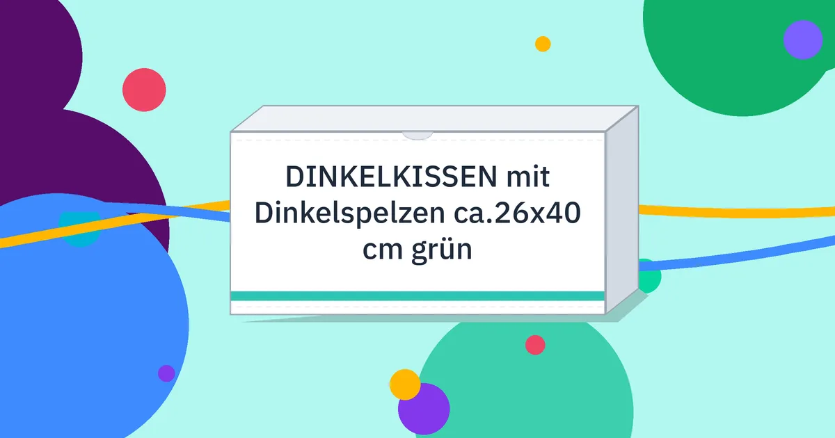 Symbolbild: Packung mit der Aufschrift DINKELKISSEN mit Dinkelspelzen ca.26x40 cm grün (PZN 16619115) – Verfügbarkeit und Bezug in Apotheken in Frankfurt am Main