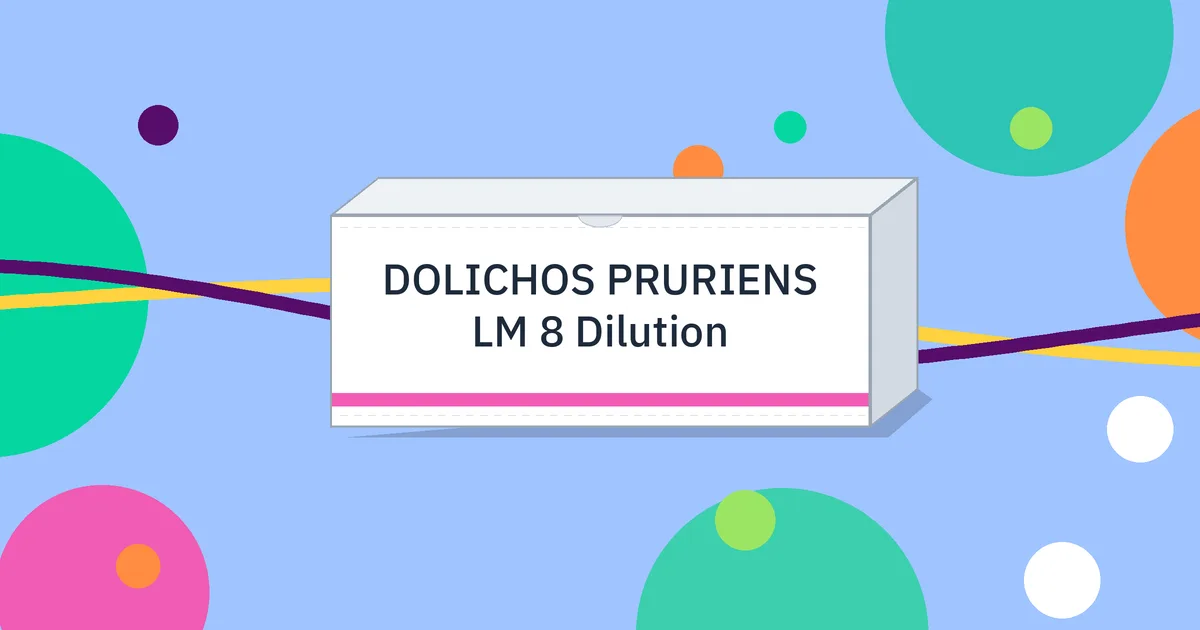 Symbolbild: Packung mit der Aufschrift DOLICHOS PRURIENS LM 8 Dilution (PZN 13466496) – Verfügbarkeit und Bezug in Apotheken in Frankfurt am Main