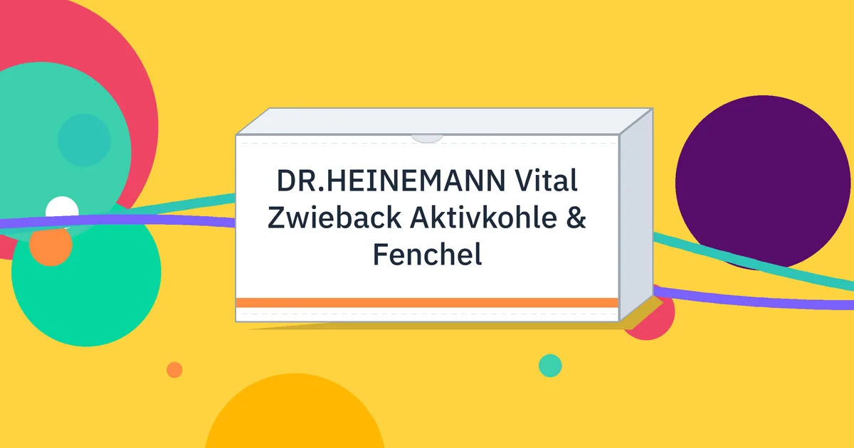 Symbolbild: Packung mit der Aufschrift DR.HEINEMANN Vital Zwieback Aktivkohle & Fenchel (PZN 17885557) – Verfügbarkeit und Bezug in Apotheken in Frankfurt am Main