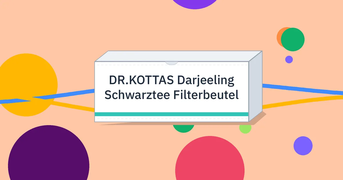 Symbolbild: Packung mit der Aufschrift DR.KOTTAS Darjeeling Schwarztee Filterbeutel (PZN 16575151) – Verfügbarkeit und Bezug in Apotheken in Frankfurt am Main