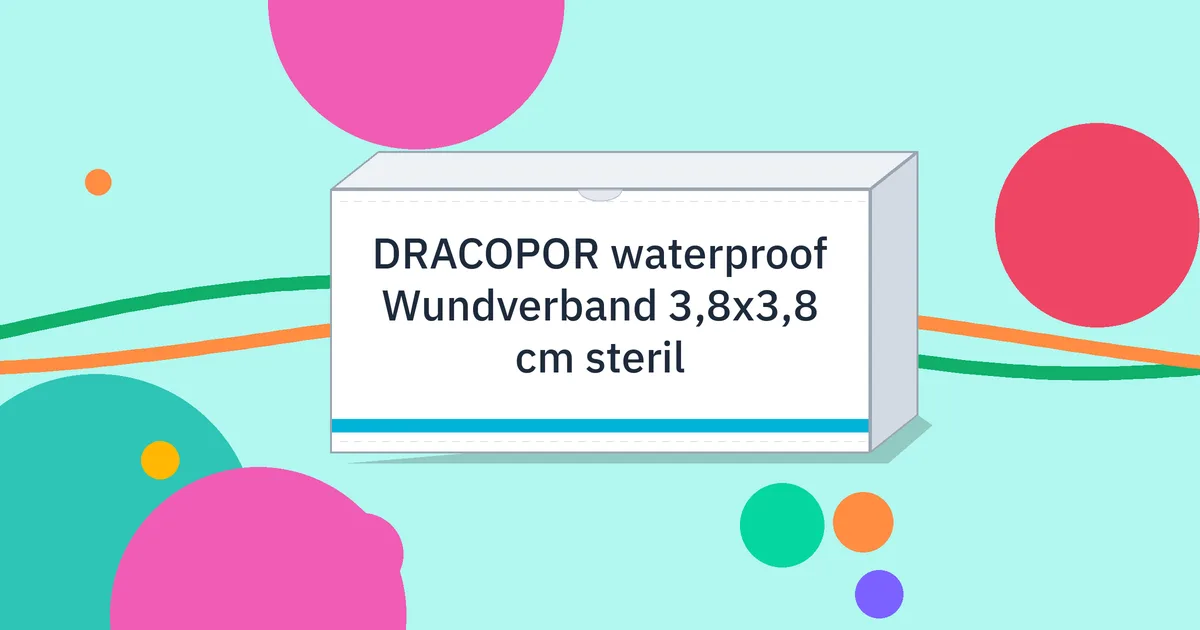 Symbolbild: Packung mit der Aufschrift DRACOPOR waterproof Wundverband 3,8x3,8 cm steril (PZN 10713876) – Verfügbarkeit und Bezug in Apotheken in Frankfurt am Main