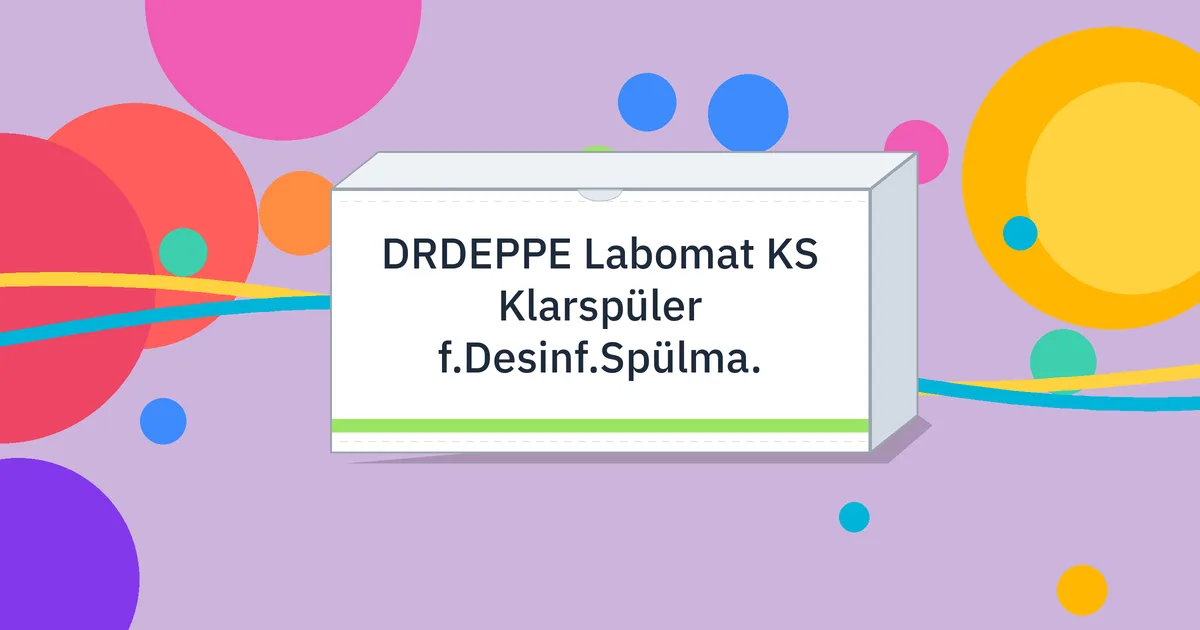 Symbolbild: Packung mit der Aufschrift DRDEPPE Labomat KS Klarspüler f.Desinf.Spülma. (PZN 18312421) – Verfügbarkeit und Bezug in Apotheken in Frankfurt am Main