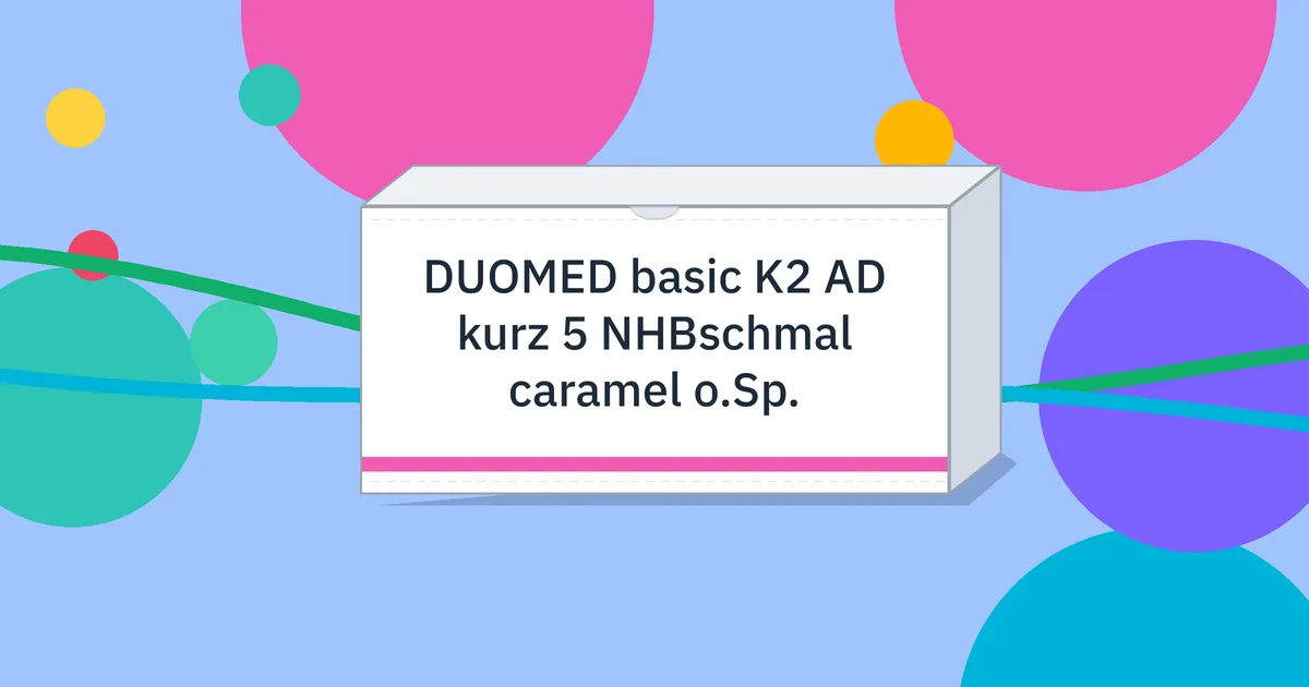 Symbolbild: Packung mit der Aufschrift DUOMED basic K2 AD kurz 5 NHBschmal caramel o.Sp. (PZN 20907676) – Verfügbarkeit und Bezug in Apotheken in Frankfurt am Main