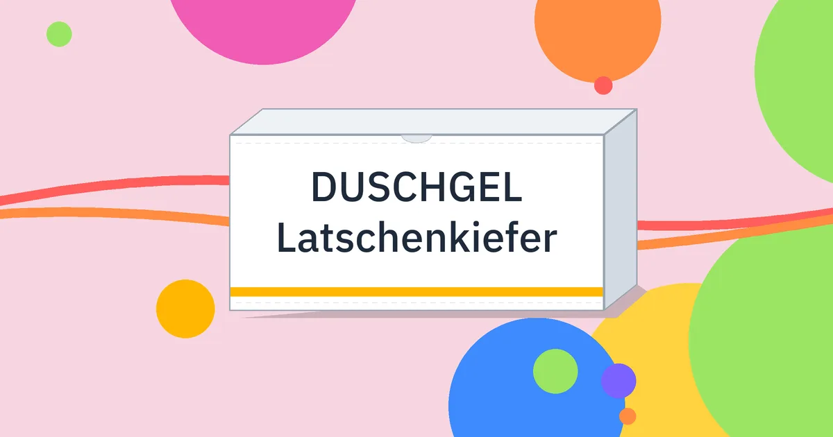 Symbolbild: Packung mit der Aufschrift DUSCHGEL Latschenkiefer (PZN 18852689) – Verfügbarkeit und Bezug in Apotheken in Frankfurt am Main