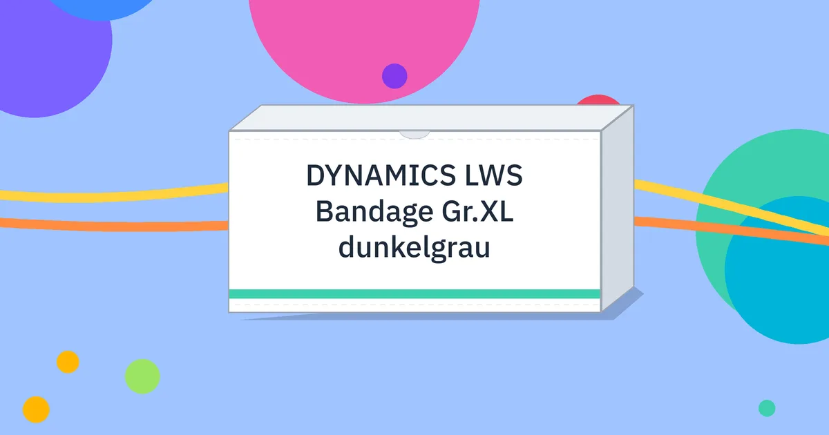 Symbolbild: Packung mit der Aufschrift DYNAMICS LWS Bandage Gr.XL dunkelgrau (PZN 12400466) – Verfügbarkeit und Bezug in Apotheken in Frankfurt am Main