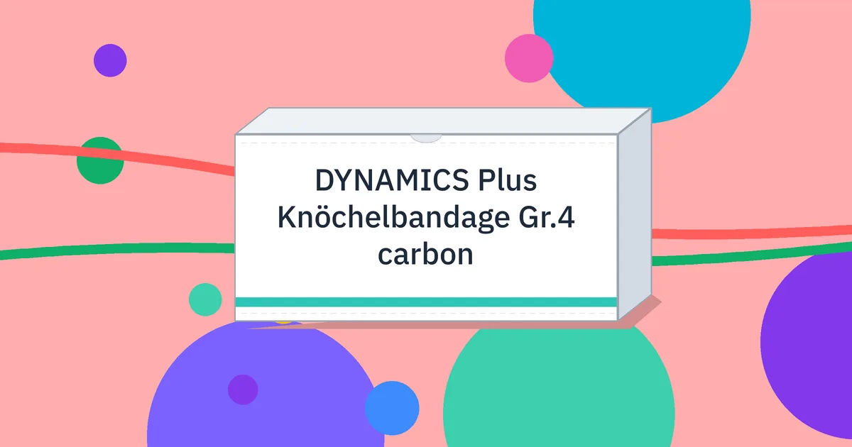Symbolbild: Packung mit der Aufschrift DYNAMICS Plus Knöchelbandage Gr.4 carbon (PZN 10635432) – Verfügbarkeit und Bezug in Apotheken in Frankfurt am Main