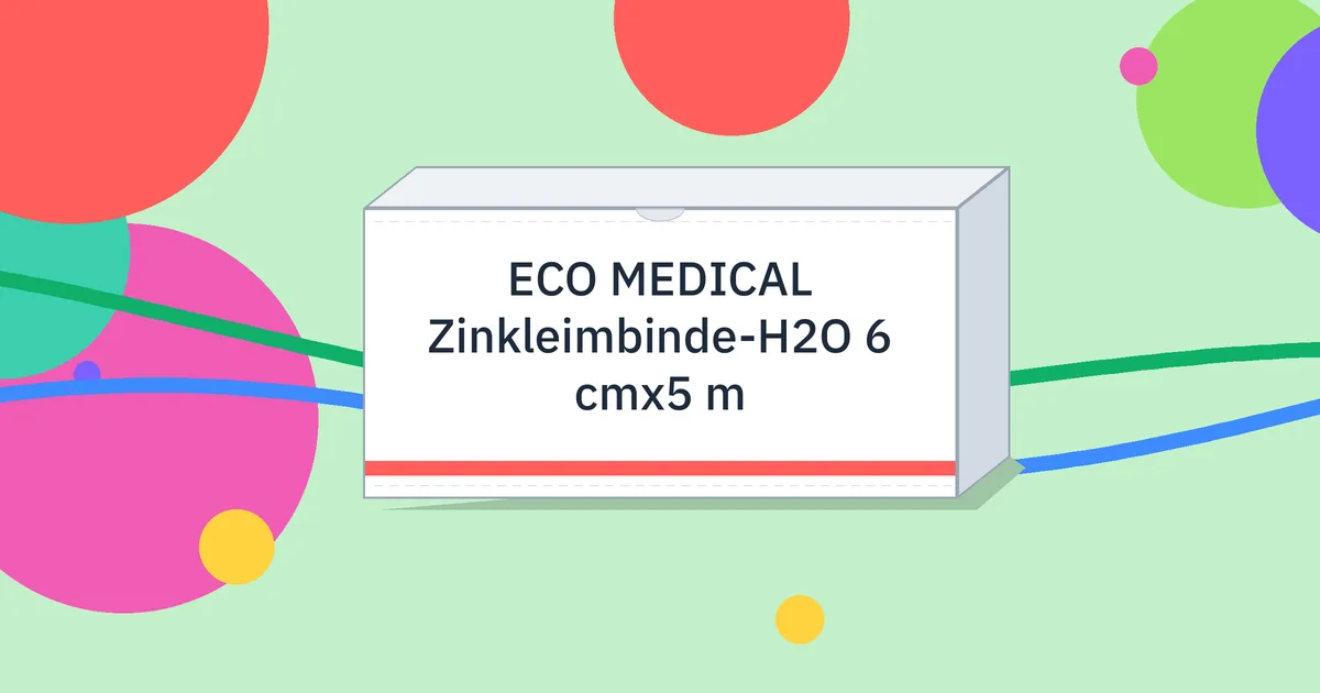 Symbolbild: Packung mit der Aufschrift ECO MEDICAL Zinkleimbinde-H2O 6 cmx5 m (PZN 20090956) – Verfügbarkeit und Bezug in Apotheken in Frankfurt am Main