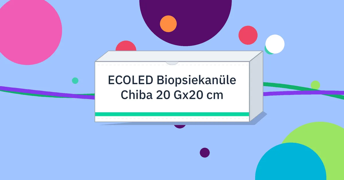 Symbolbild: Packung mit der Aufschrift ECOLED Biopsiekanüle Chiba 20 Gx20 cm (PZN 06125731) – Verfügbarkeit und Bezug in Apotheken in Frankfurt am Main