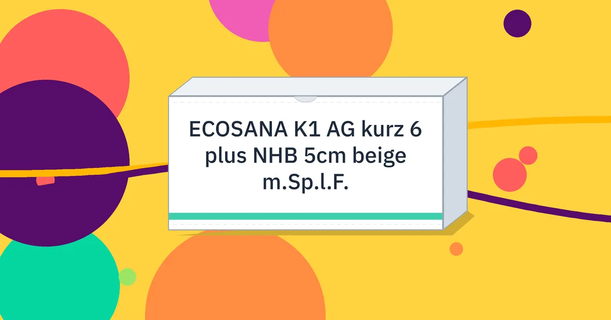 Symbolbild: Packung mit der Aufschrift ECOSANA K1 AG kurz 6 plus NHB 5cm beige m.Sp.l.F. (PZN 04730037) – Verfügbarkeit und Bezug in Apotheken in Frankfurt am Main