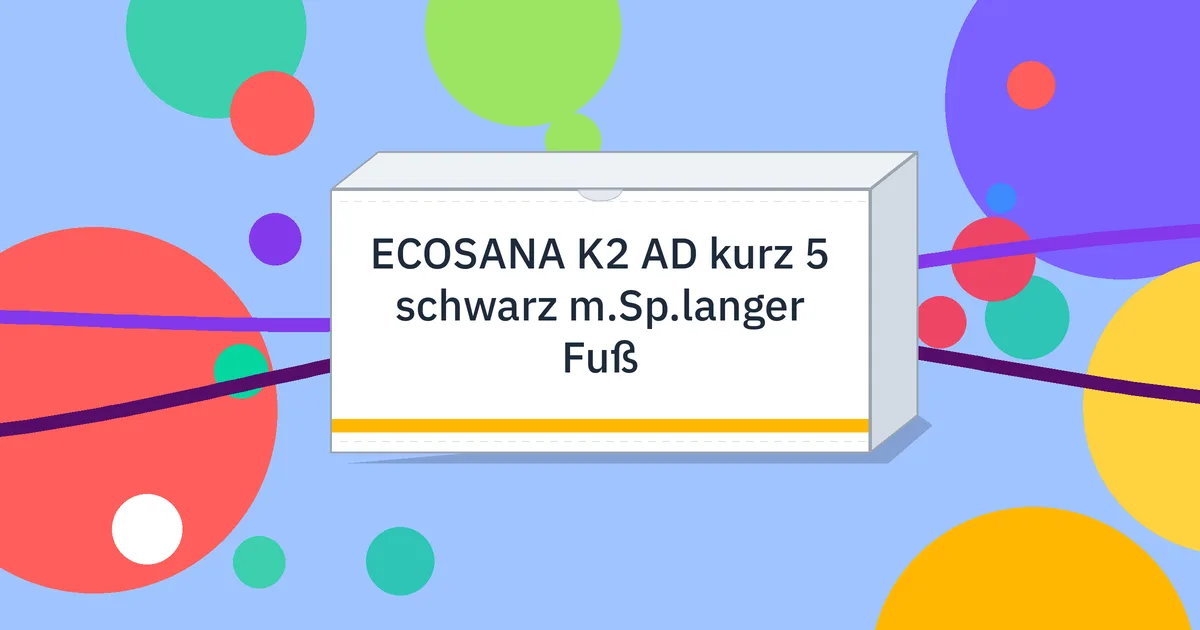 Symbolbild: Packung mit der Aufschrift ECOSANA K2 AD kurz 5 schwarz m.Sp.langer Fuß (PZN 10954166) – Verfügbarkeit und Bezug in Apotheken in Frankfurt am Main