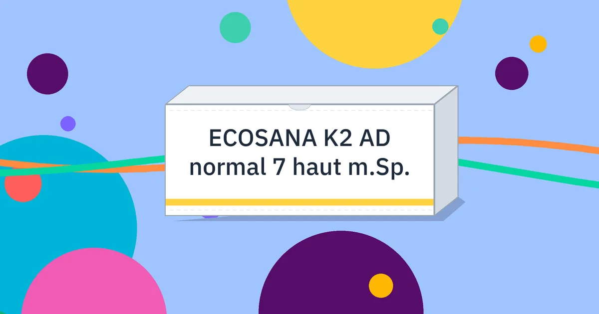 Symbolbild: Packung mit der Aufschrift ECOSANA K2 AD normal 7 haut m.Sp. (PZN 01361929) – Verfügbarkeit und Bezug in Apotheken in Frankfurt am Main