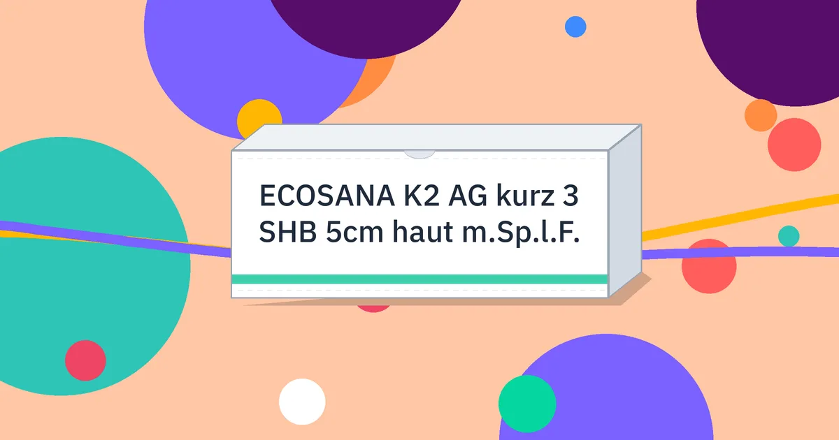 Symbolbild: Packung mit der Aufschrift ECOSANA K2 AG kurz 3 SHB 5cm haut m.Sp.l.F. (PZN 10955131) – Verfügbarkeit und Bezug in Apotheken in Frankfurt am Main