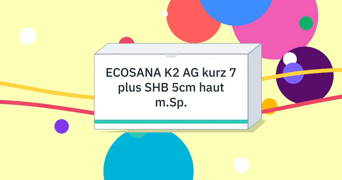 Symbolbild: Packung mit der Aufschrift ECOSANA K2 AG kurz 7 plus SHB 5cm haut m.Sp. (PZN 01534086) – Verfügbarkeit und Bezug in Apotheken in Frankfurt am Main
