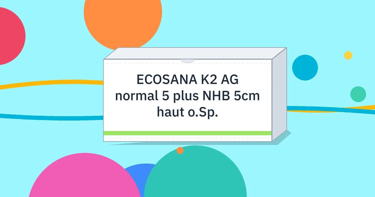 Symbolbild: Packung mit der Aufschrift ECOSANA K2 AG normal 5 plus NHB 5cm haut o.Sp. (PZN 01483012) – Verfügbarkeit und Bezug in Apotheken in Frankfurt am Main