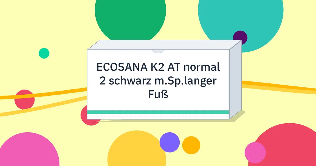 Symbolbild: Packung mit der Aufschrift ECOSANA K2 AT normal 2 schwarz m.Sp.langer Fuß (PZN 10956159) – Verfügbarkeit und Bezug in Apotheken in Frankfurt am Main