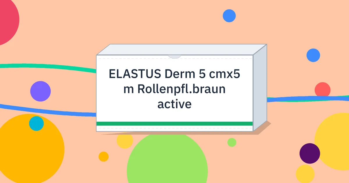 Symbolbild: Packung mit der Aufschrift ELASTUS Derm 5 cmx5 m Rollenpfl.braun active (PZN 01312492) – Verfügbarkeit und Bezug in Apotheken in Frankfurt am Main